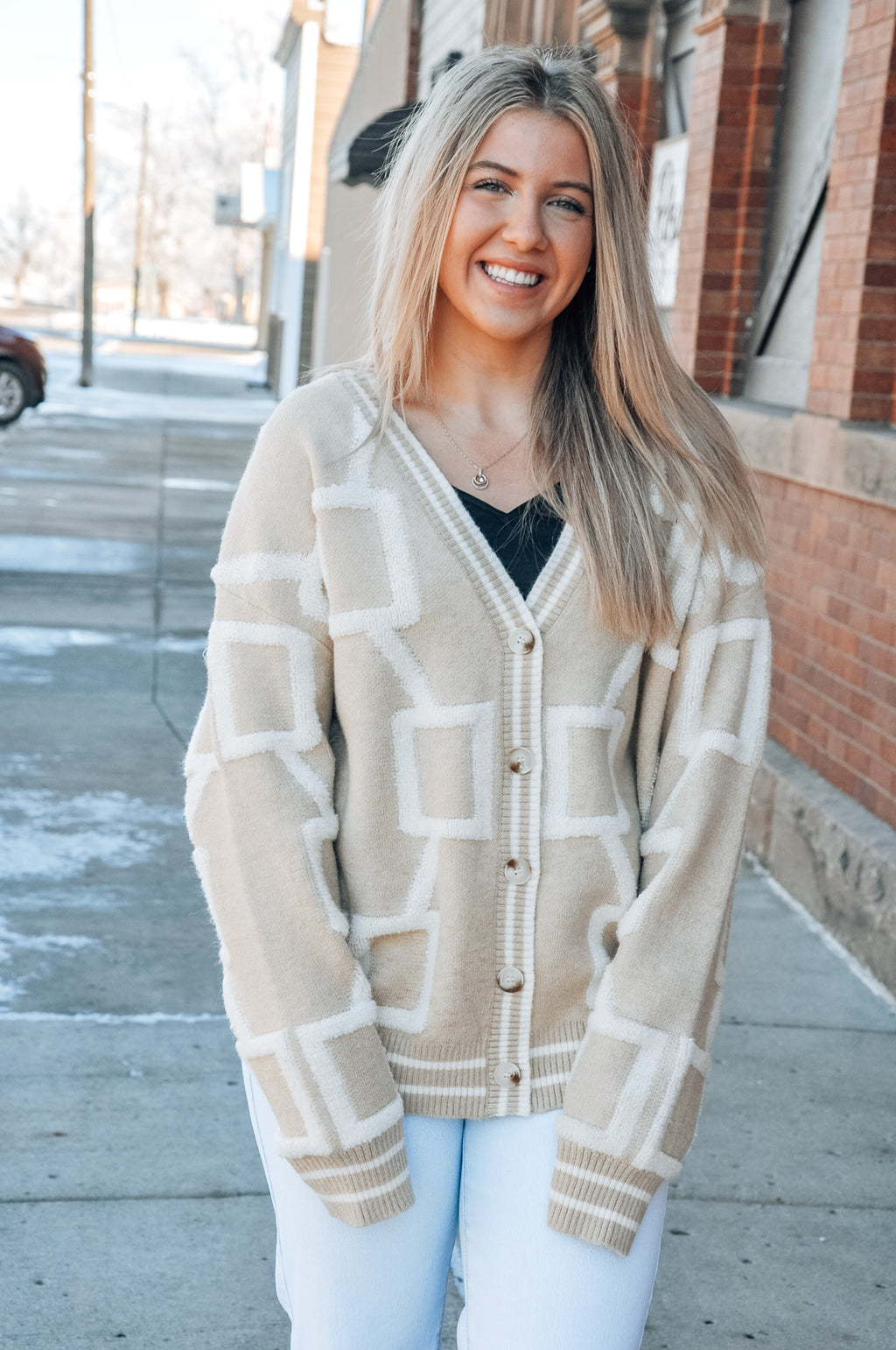 Geo Boxy Button Down Cardi – JQ Clothing Co.