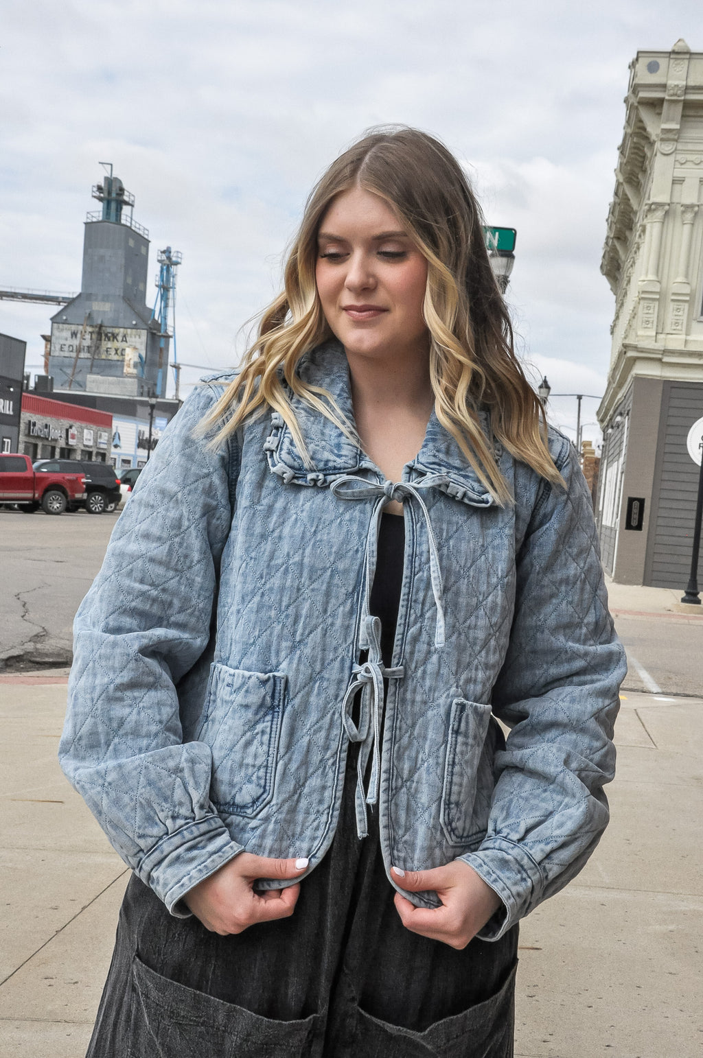 Quilted Denim Self Tie Jacket – JQ Clothing Co.