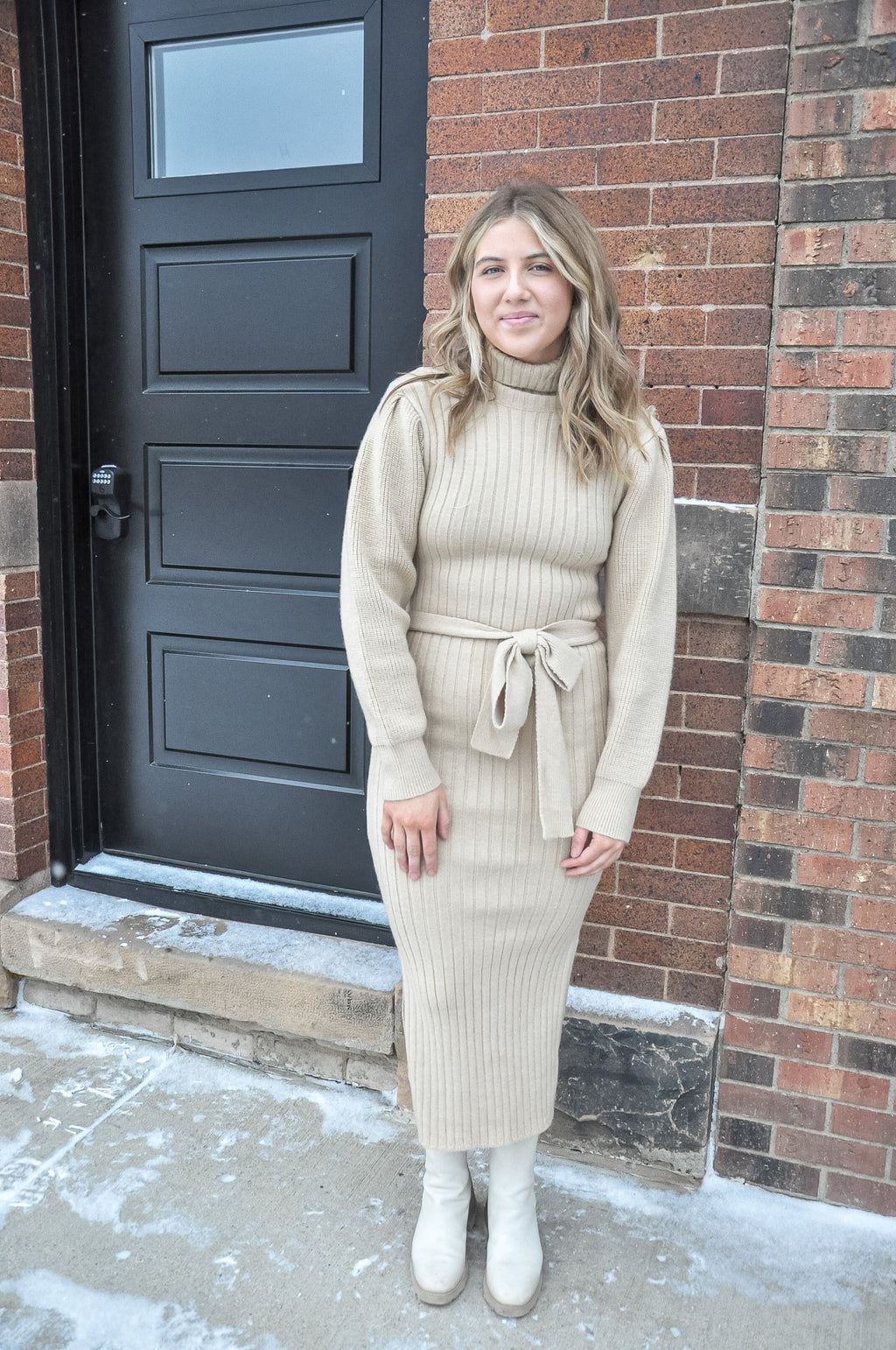 Turtleneck Rib Dress w/Waist Tie – JQ Clothing Co.